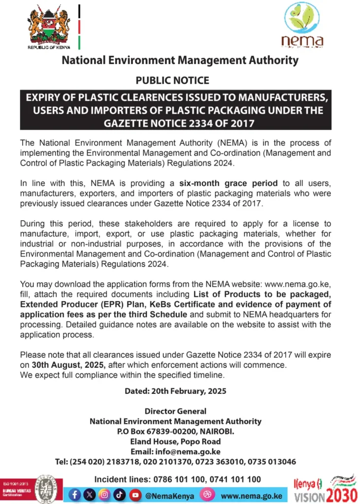 Plastic Bags - National Environment Management Authority (NEMA)